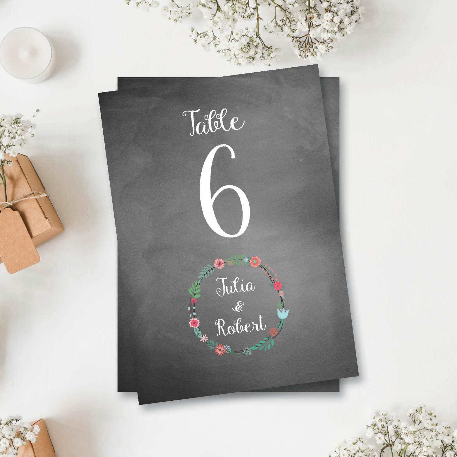 02 Floral Chalkboard Table Name or Table Number – Sienna Mai