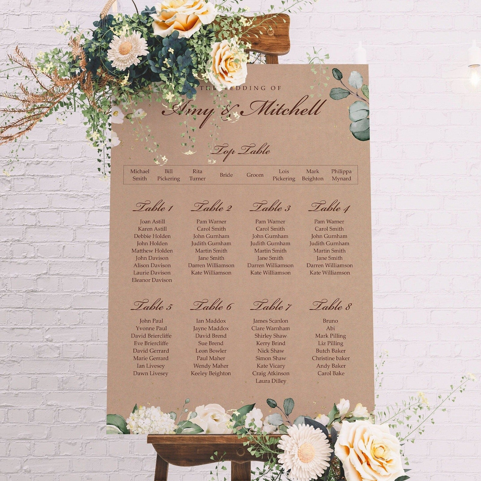 rustic table plan board