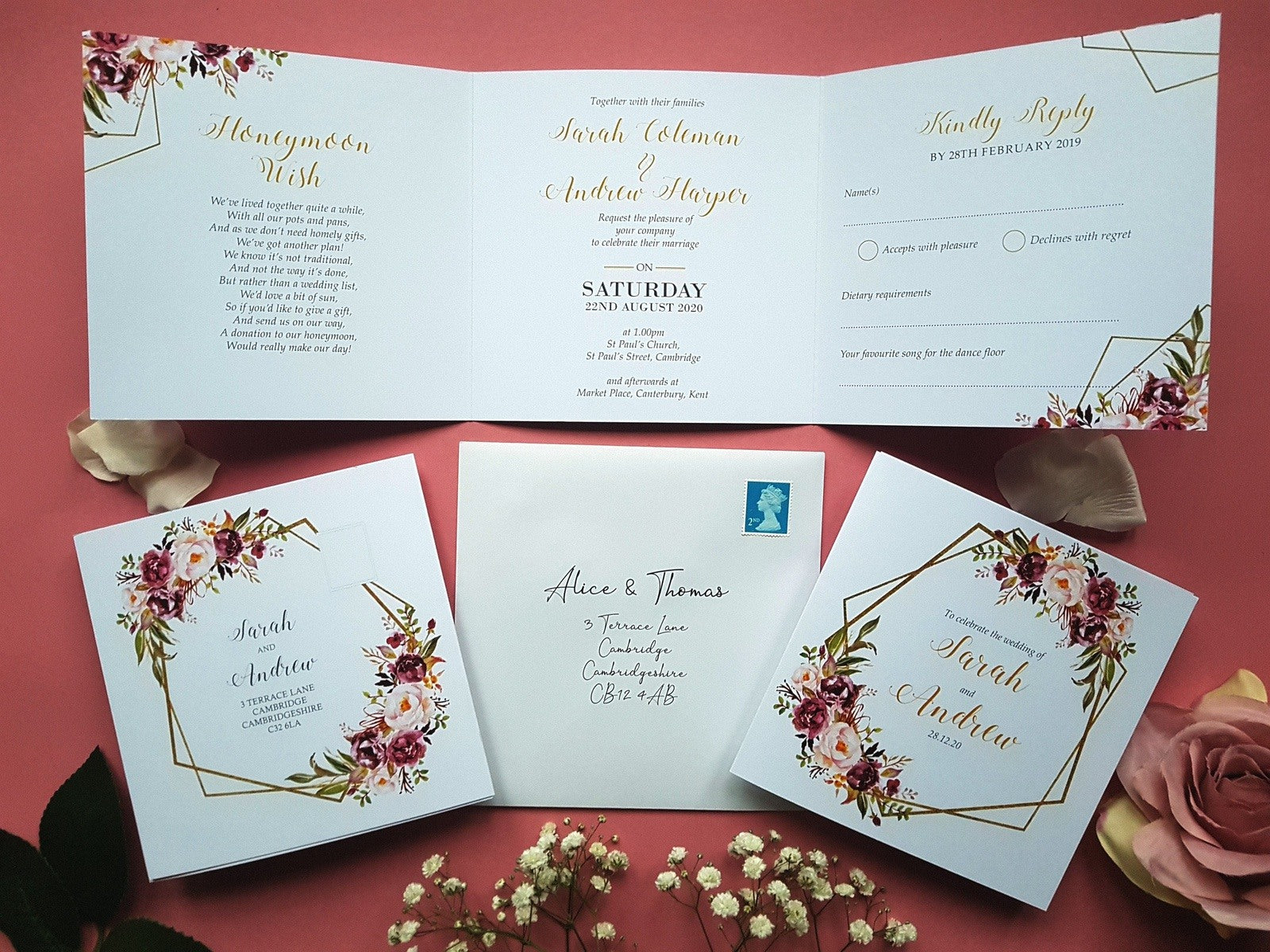 Blush Gold Wedding Invitations – Sienna Mai