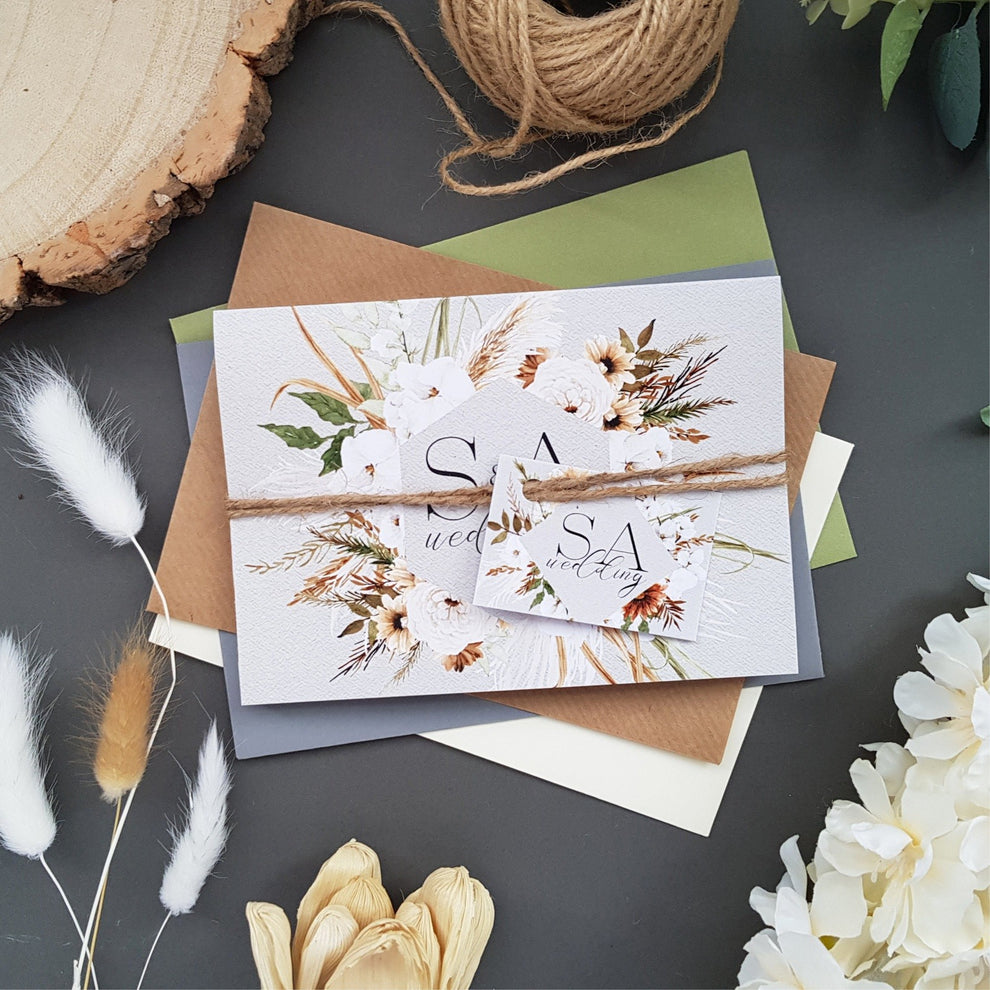 Boho Floral Wedding Invitation - Bohemian Sample – Sienna Mai