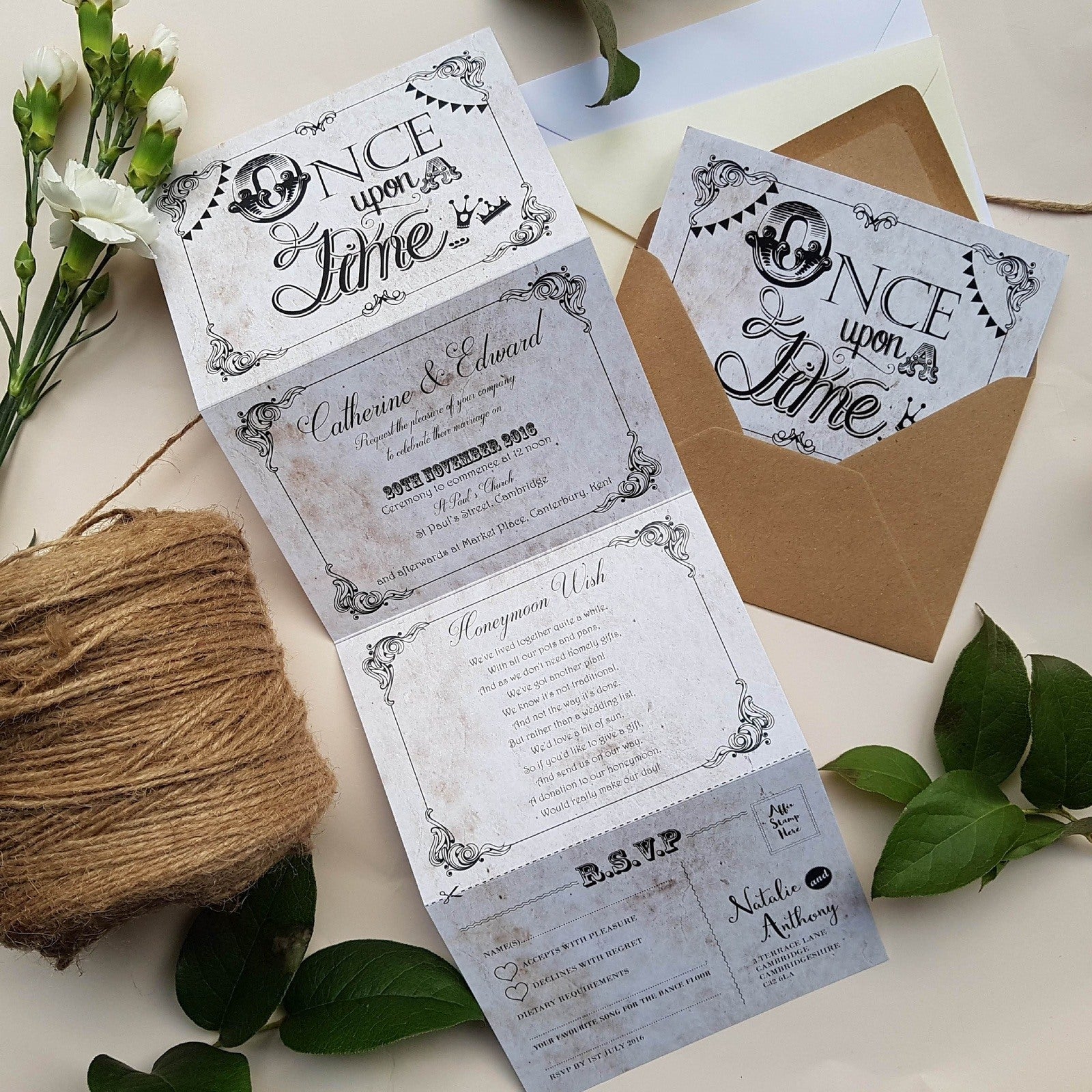 Fairytale Concertina Wedding Invitation Sample – Sienna Mai