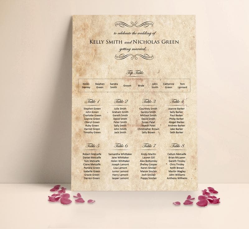 Modern Vintage Table plan Seating Chart Sign – Sienna Mai