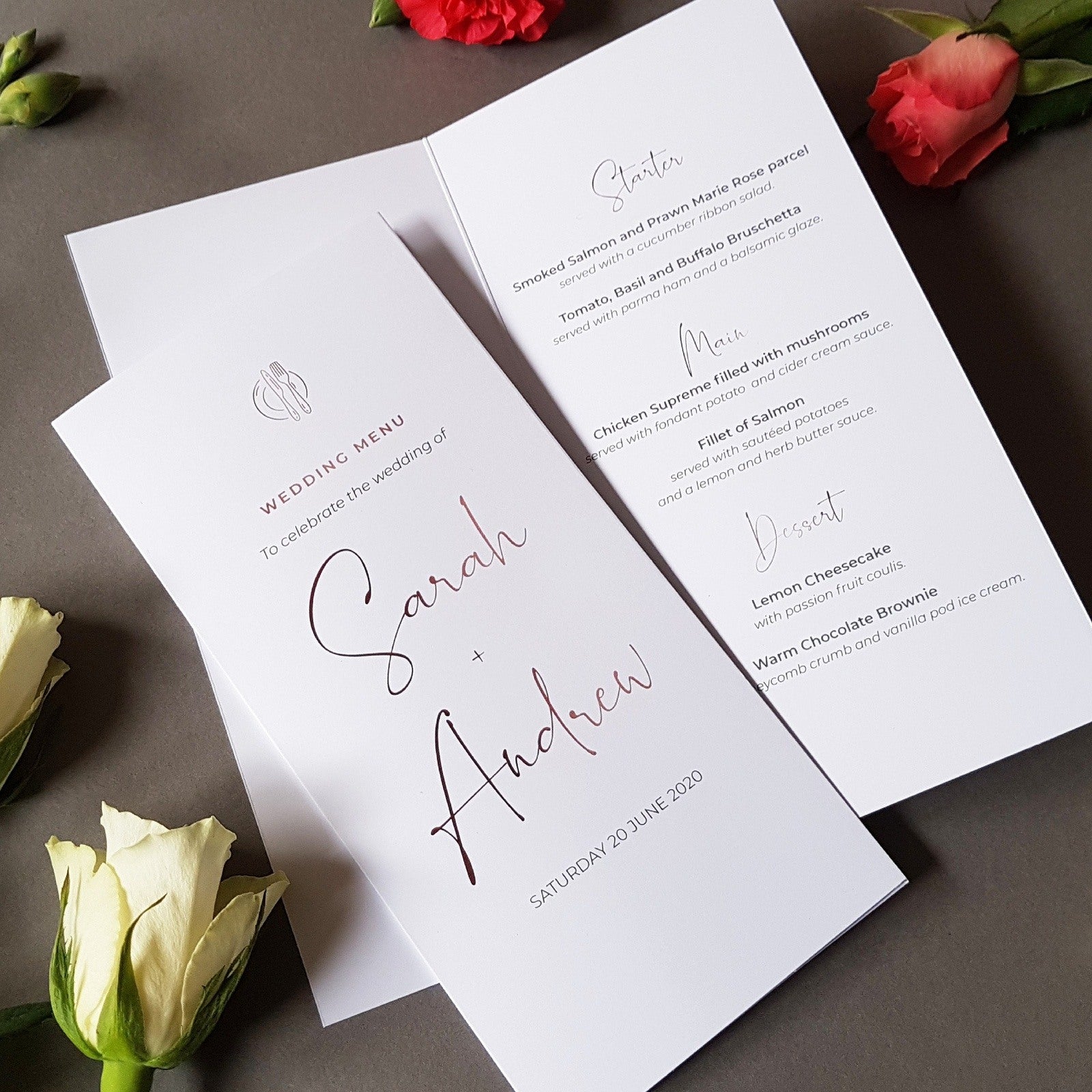 Sample wedding menu cards | Honestweddingadvice.com