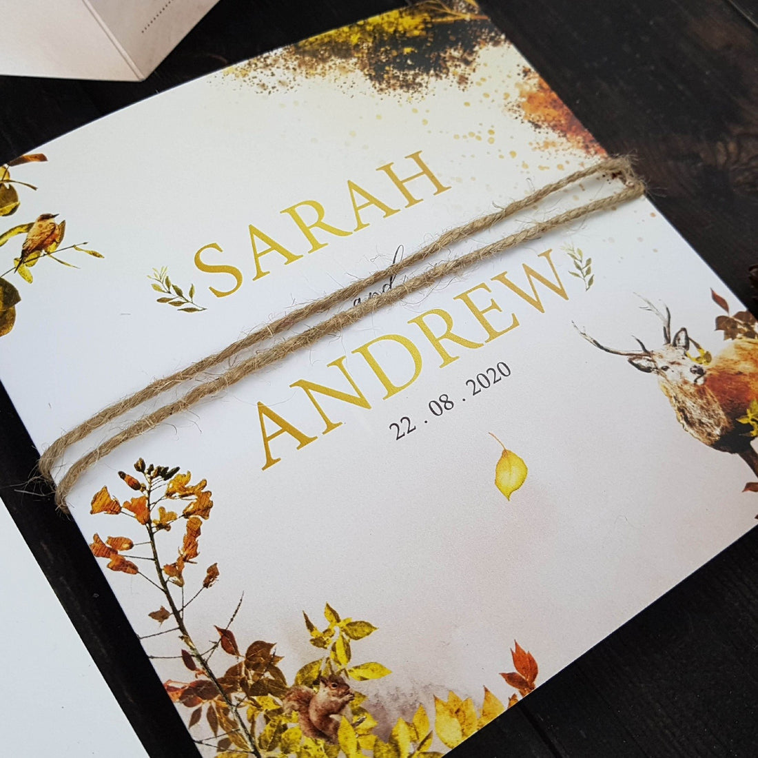 Trifold Autumn Fall Wedding Invitations With Rustic Twine – Sienna Mai