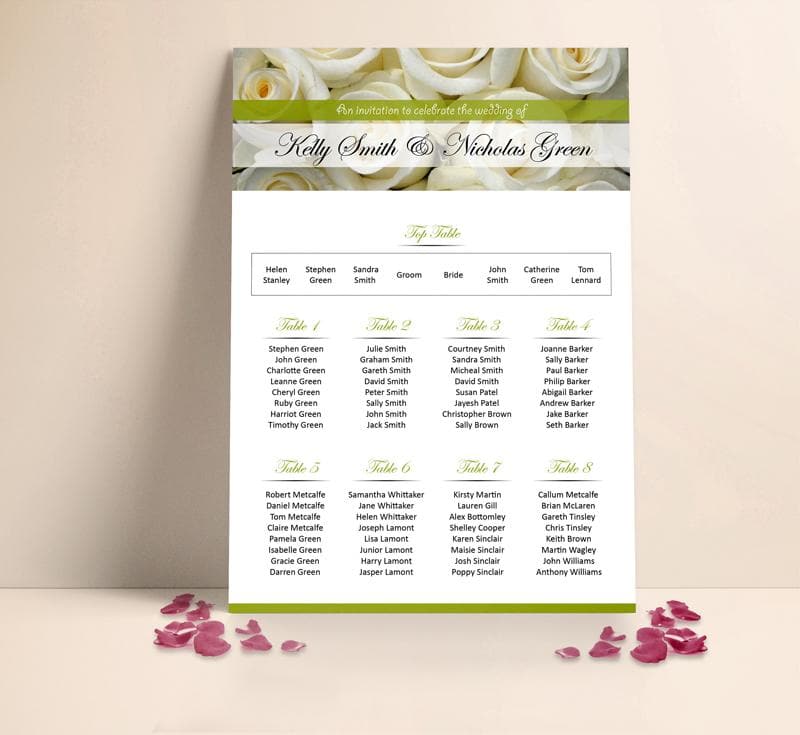 White Roses Table plan Seating Chart Sign – Sienna Mai