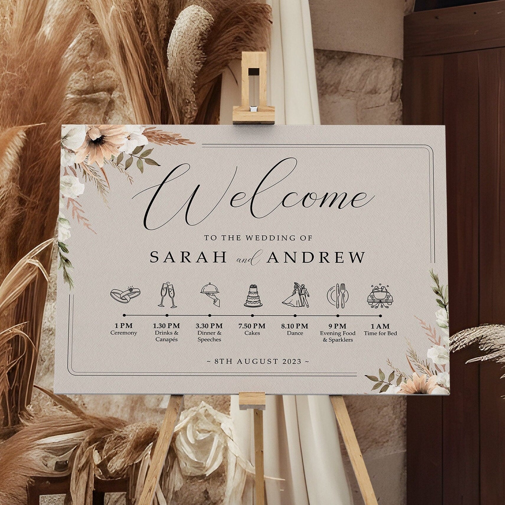Boho Order of the Day Wedding Welcome Sign – Sienna Mai
